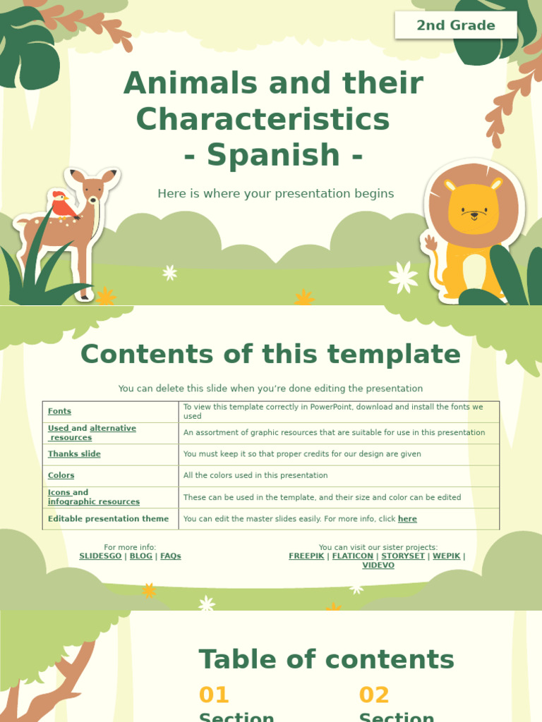 Animals and Their Characteristics - Spanish - Foreign Language - 2nd ...