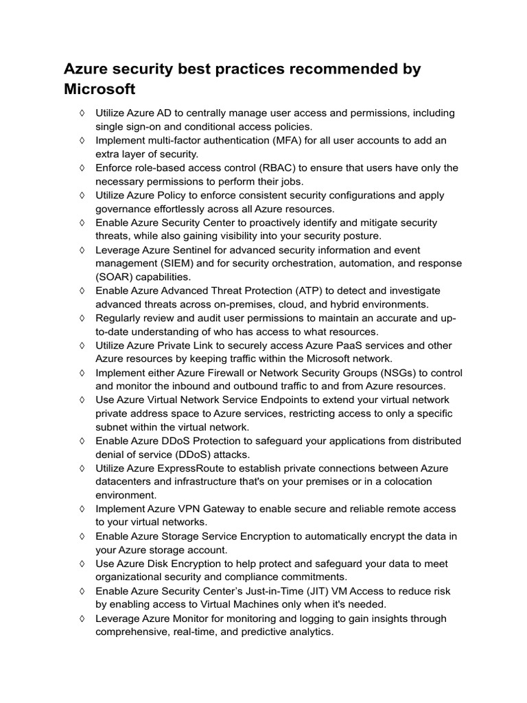 Azure Security Best Practices | PDF | Security | Computer Security