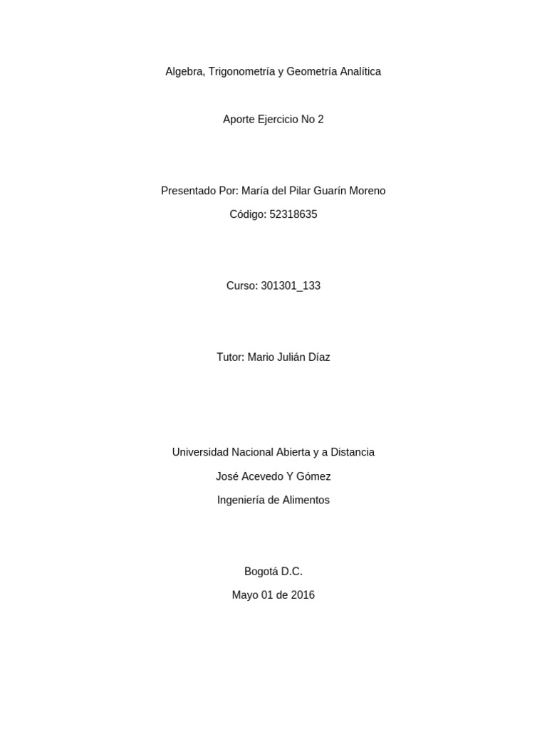 Aporte Ejercicio 2 Trabajo Colaborativo 6 | PDF | Ecuaciones | Matemática Elemental