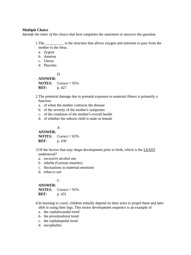 MCQs..Developmental Psychology | PDF | Psychotherapy | Mental Disorder