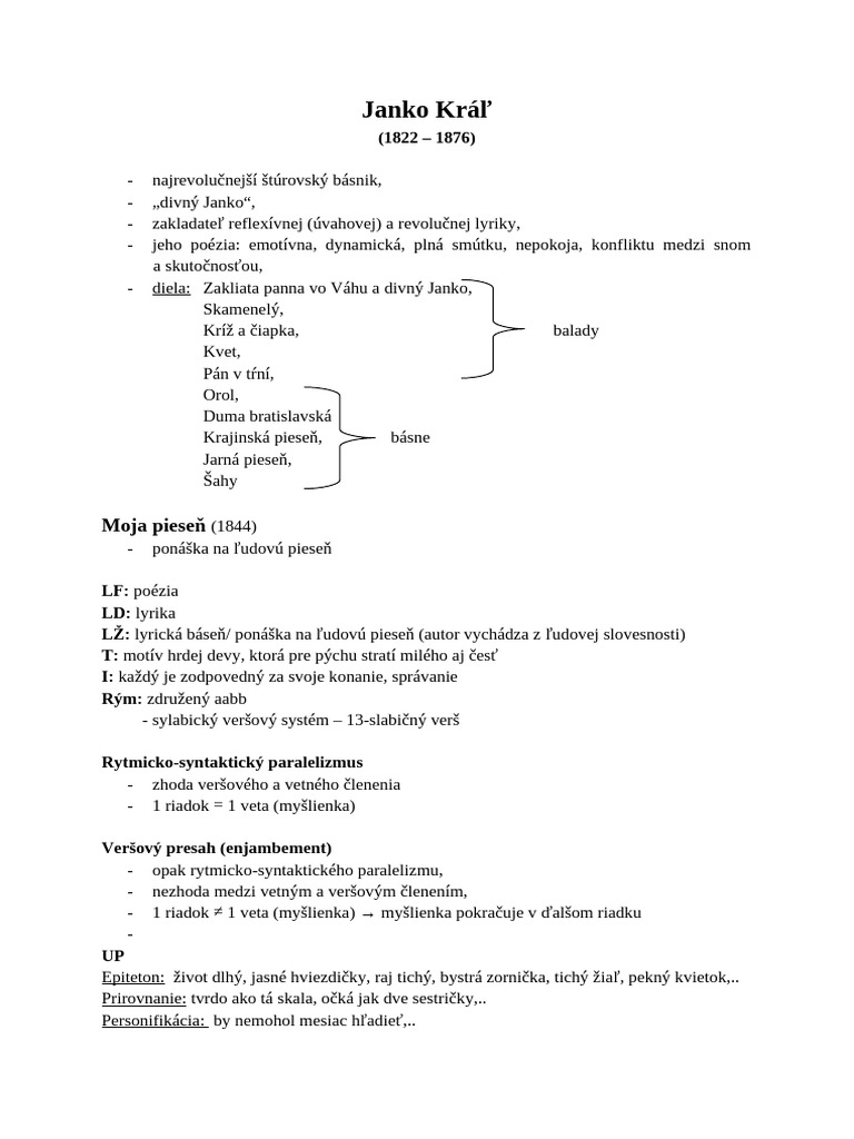 Janko Kráľ - Moja Pieseň | PDF