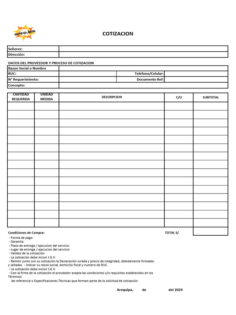 Formato Cotizacion Gra - 2024 | PDF | Derecho