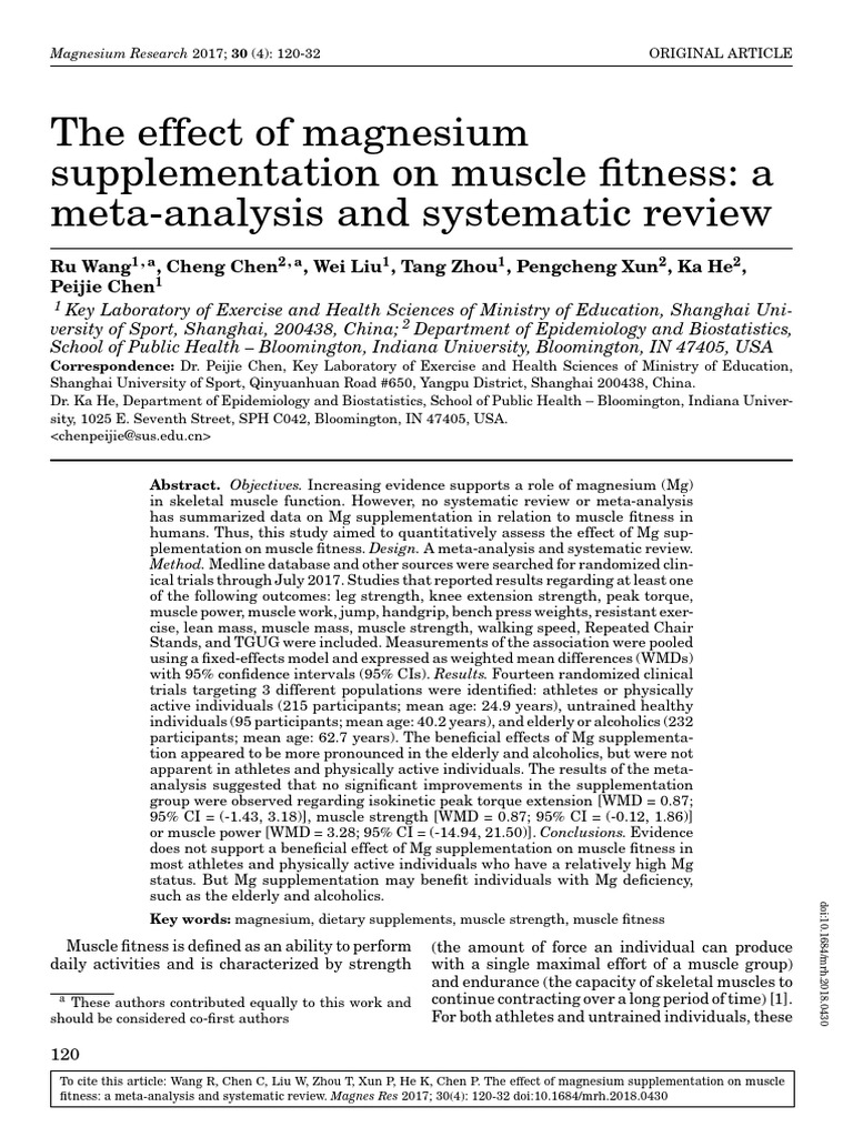 The Effect of Magnesium Supplementation On Muscle Fitness A Meta ...