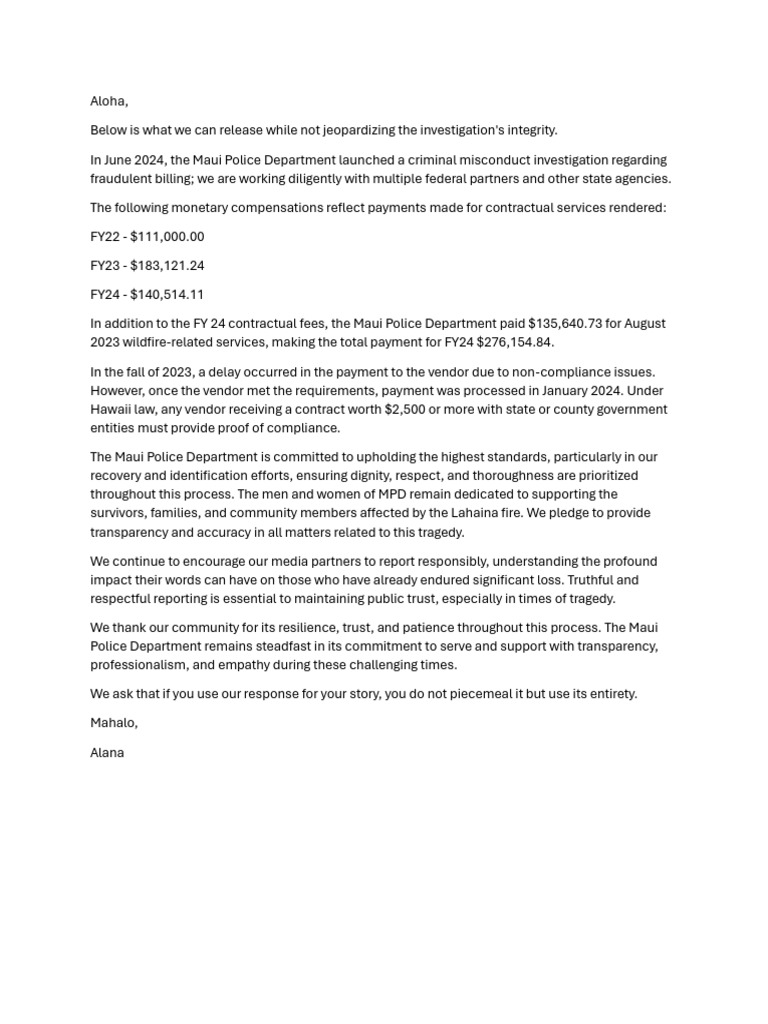 MPD Email Statement | PDF