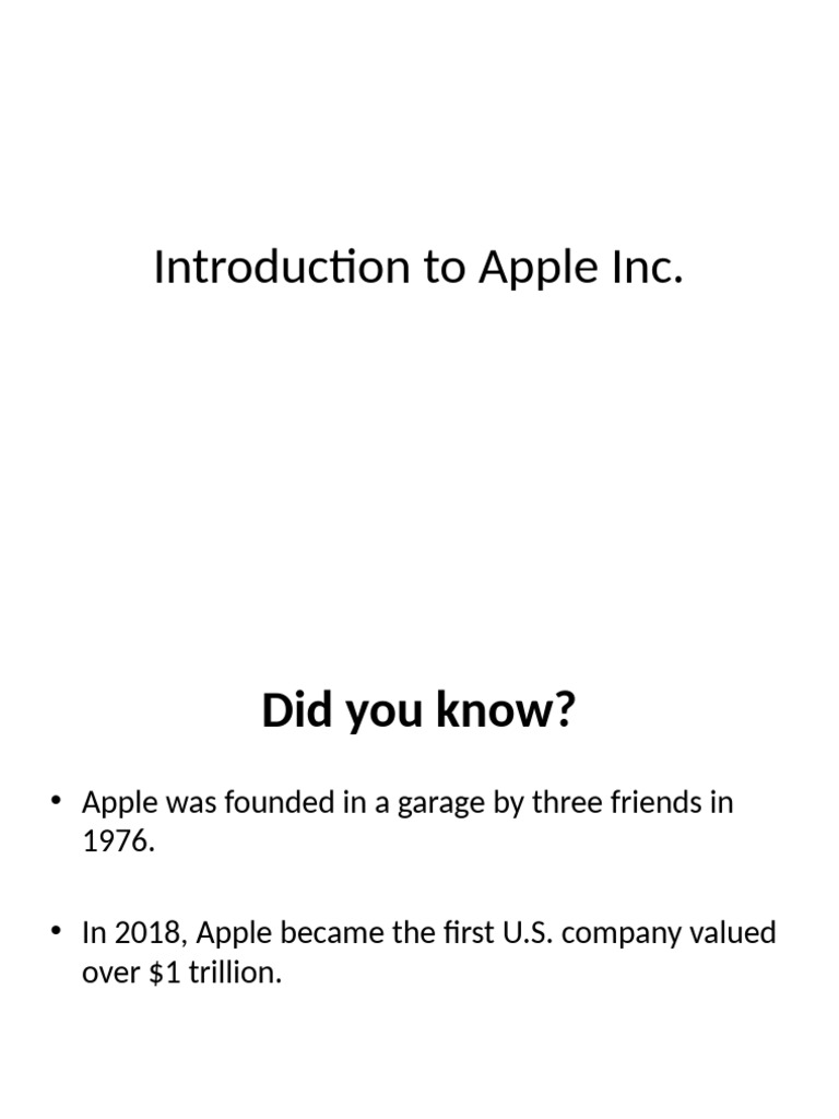 Introduction To Apple Inc Presentation | PDF | Business | Social Science