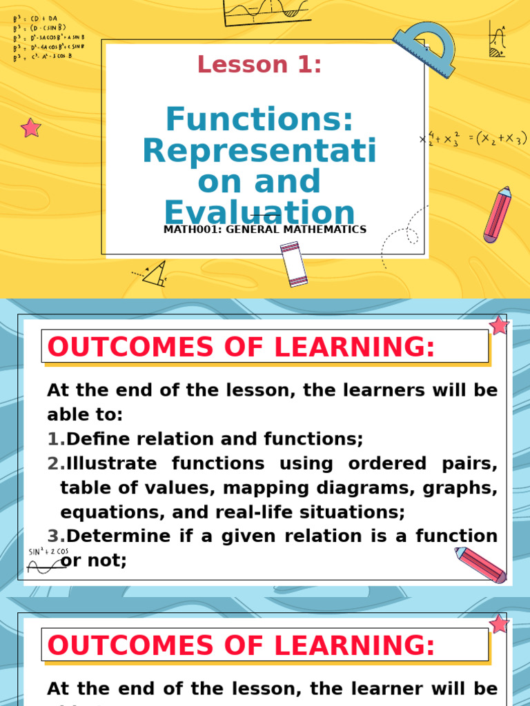 Math001 Lesson1 Relation Function Representationandevaluation Pdf Function Mathematics 