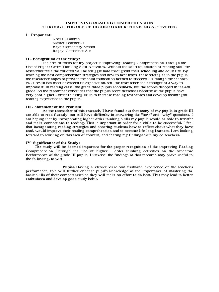 Improving Reading Comprehension Through | PDF | Reading Comprehension ...