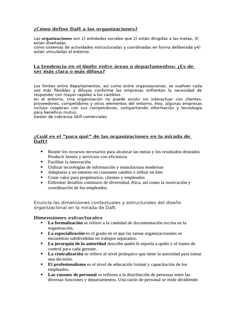 Cómo Define Daft A Las Organizaciones | PDF | Business | Economias