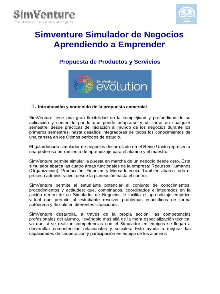 Simulación de Negocios con SimVenture | PDF | Aprendizaje | Business