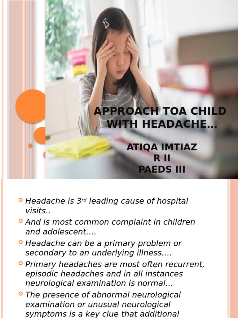 Approach To A Child With Headache | PDF | Headache | Migraine