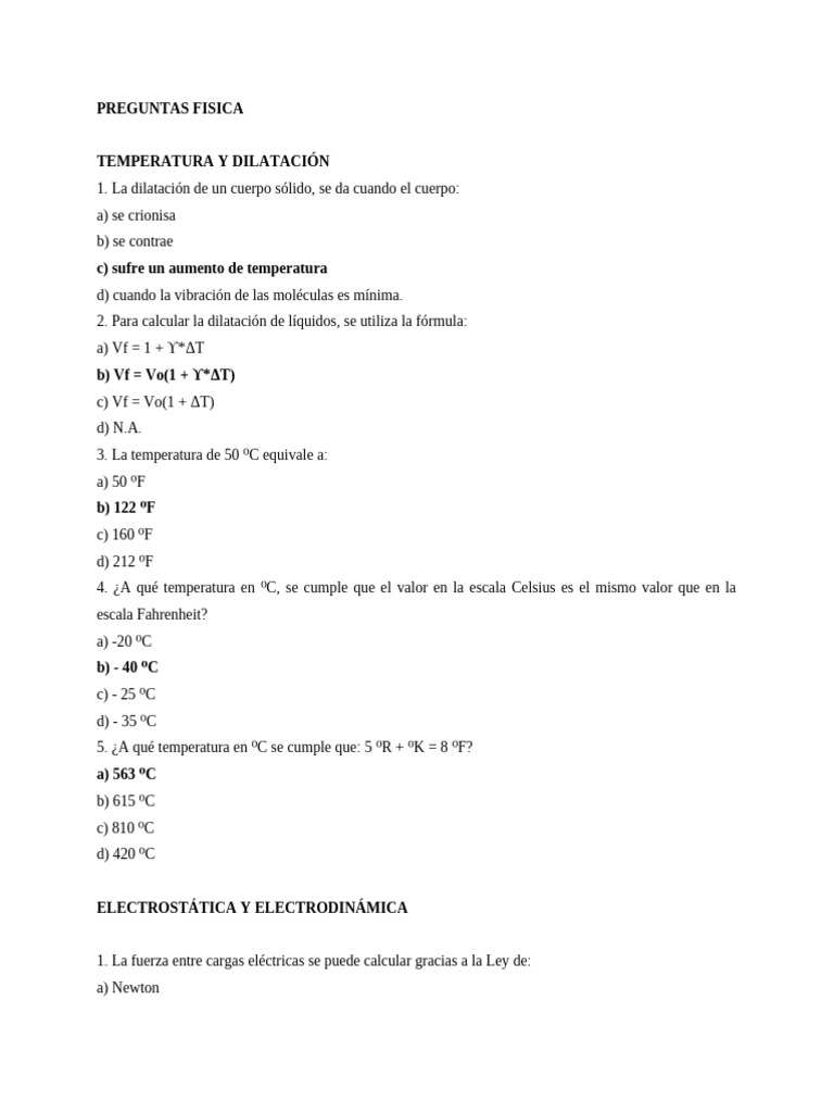Preguntas Fisica | PDF | Ciencia y matemáticas