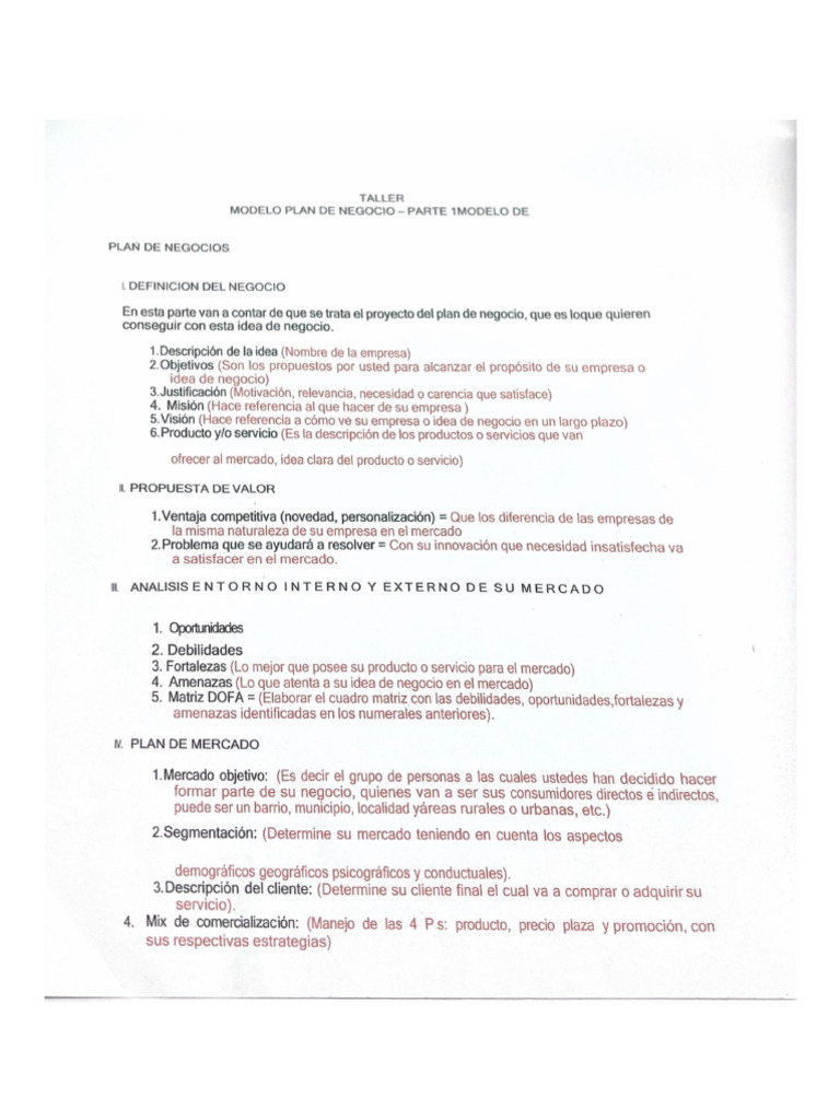 Modelo Plan de Negocio - Parte 1modelo de | PDF