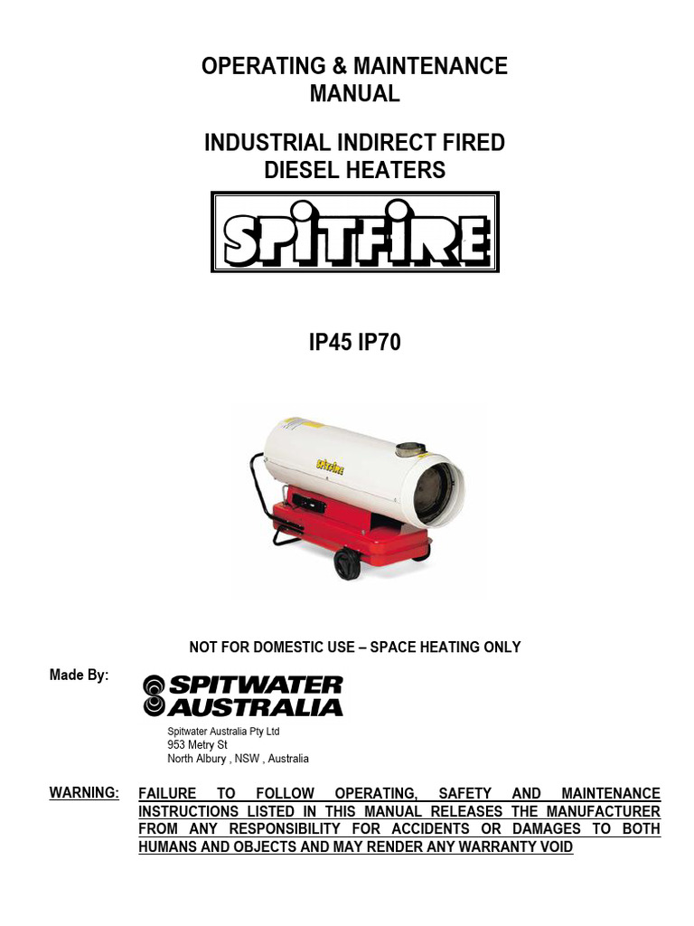 Spitfire Diesel Indirect Fired IP45 IP70 Operation & Maintenance | PDF ...