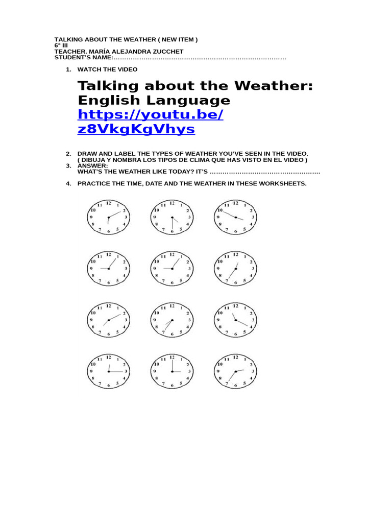Weather Vocabulary Worksheet in Spanish | PDF | Home & Garden