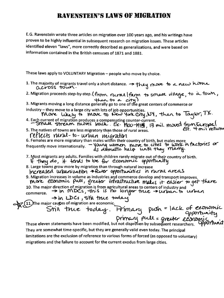 Ravensteins Laws of Migration 1 | PDF