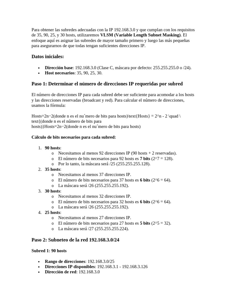 Ejercicios Ejemplo Subneteo Subredes. | PDF | Dirección IP | Arquitectura de Computadores