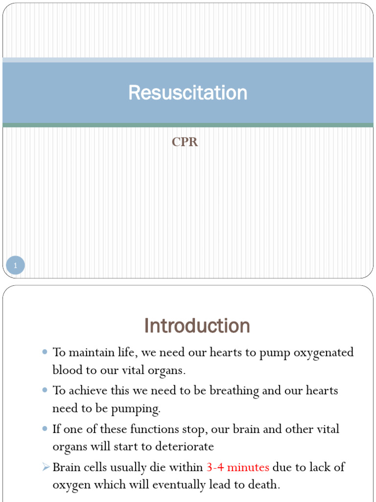First Aid - Resuscitation Lec-3 | PDF | Cardiopulmonary Resuscitation ...