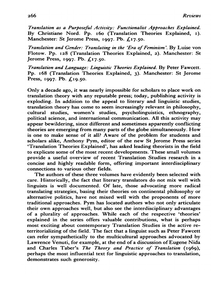 Gentzler 2011 Translation As A Purposeful Activity Functionalist ...