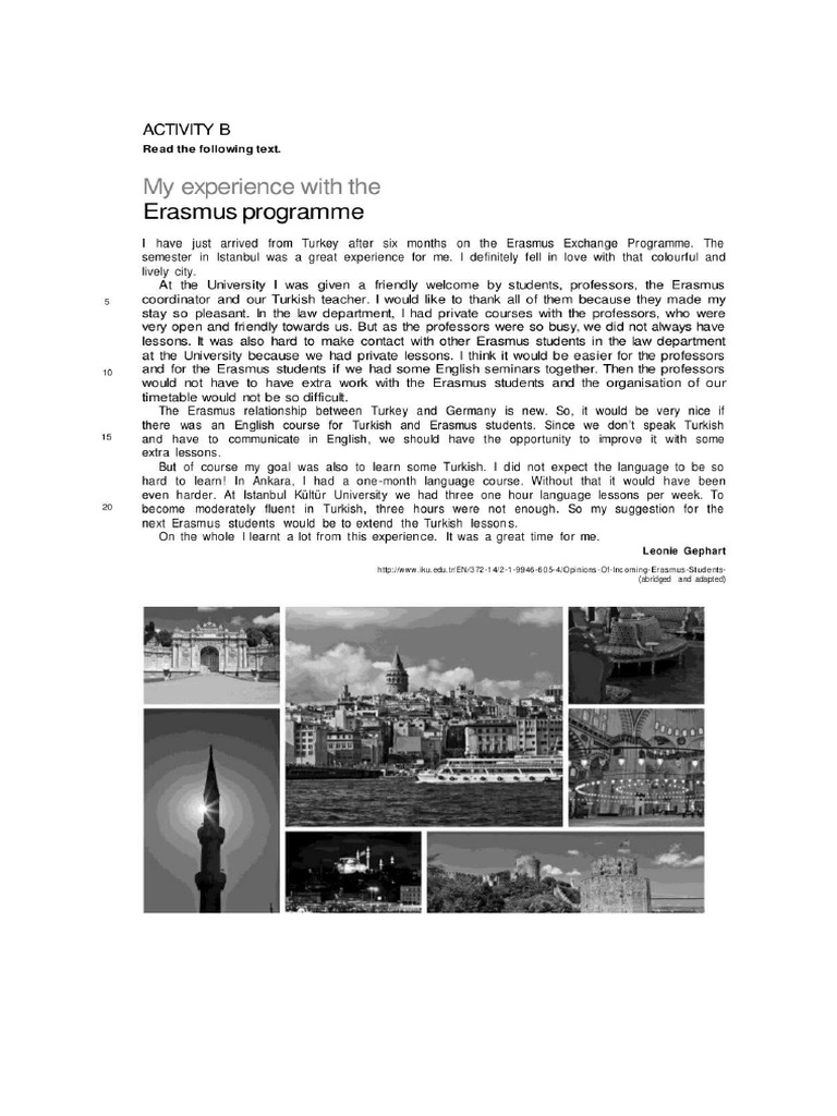 Exchange Programme - Worksheet 1 | PDF