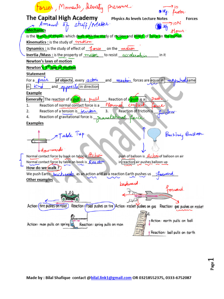 Forces Only Pdf Force Weight