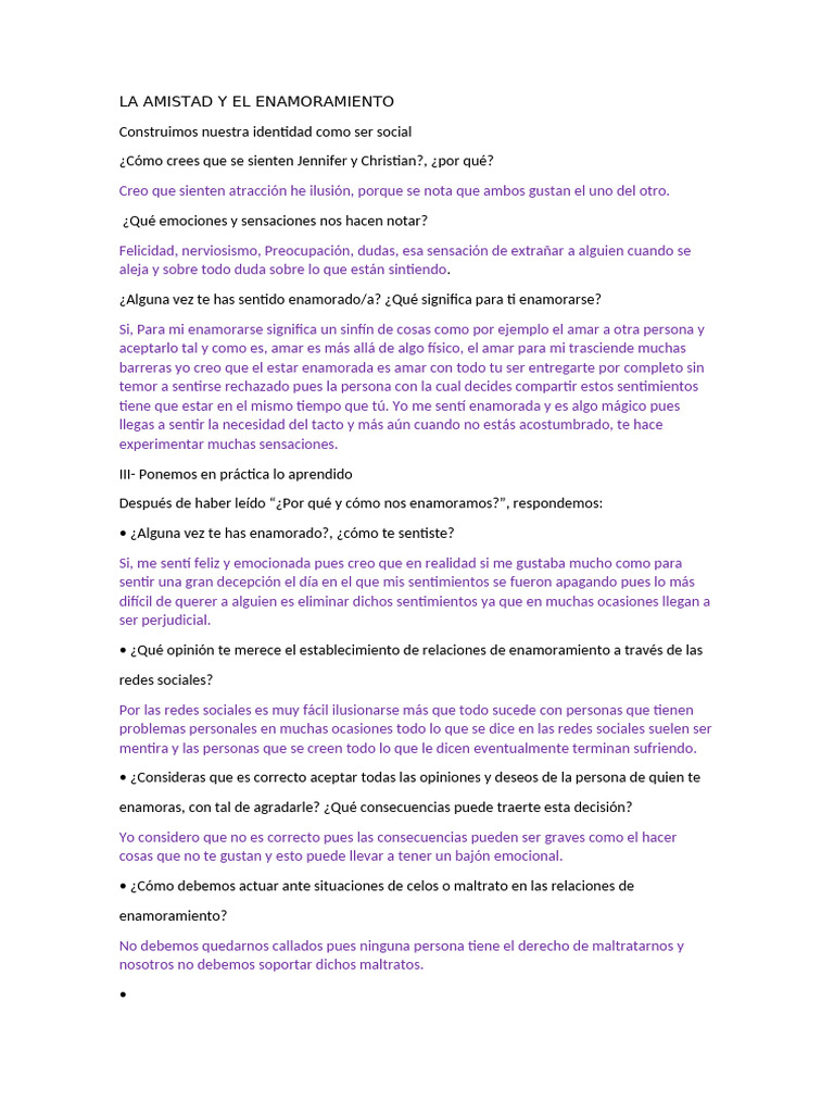 La Amistad y El Enamoramiento | PDF | Amor | Amistad