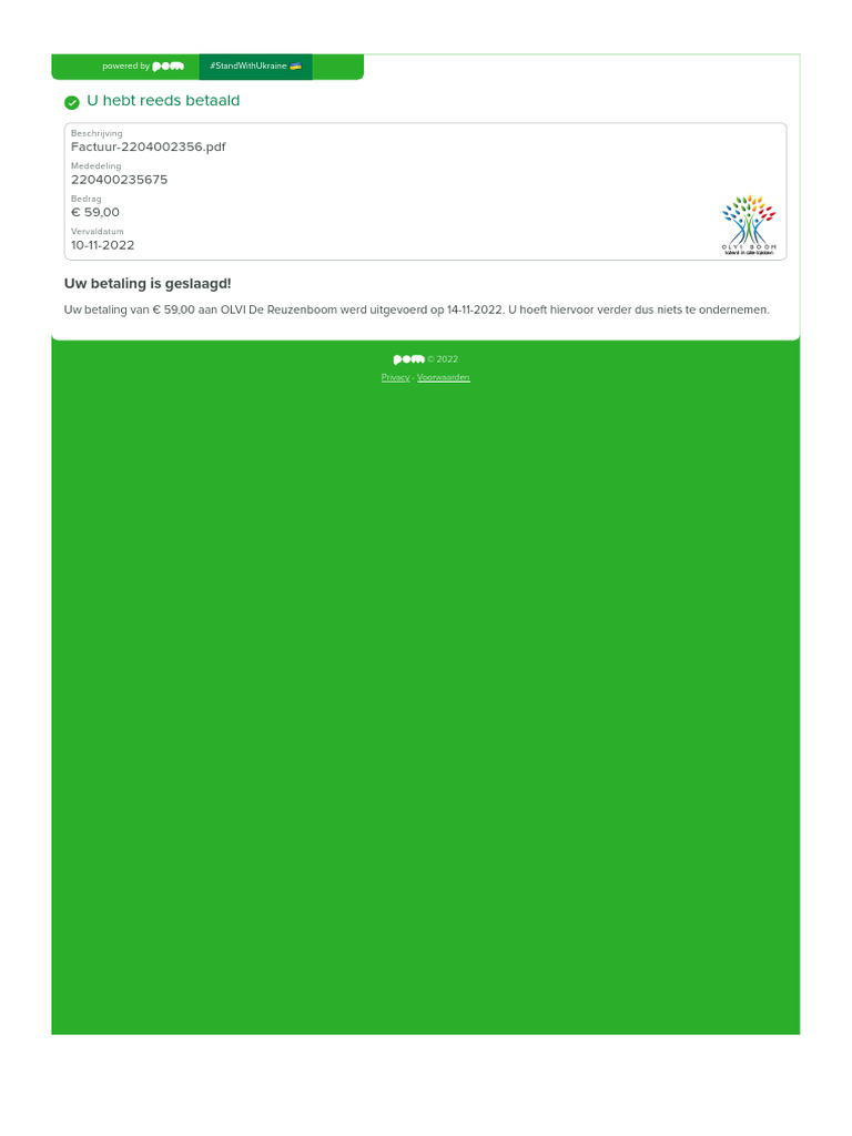 U Hebt Reeds Betaald: Uw Betaling Is Geslaagd! | PDF