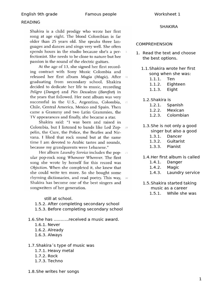 Famous People - Worksheet 2 | PDF | Verb | Syntax