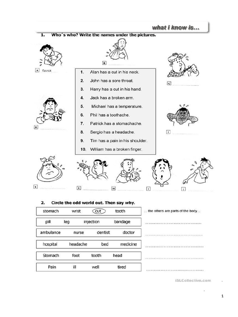 Health Problems - Vocabulary and Exercise | PDF
