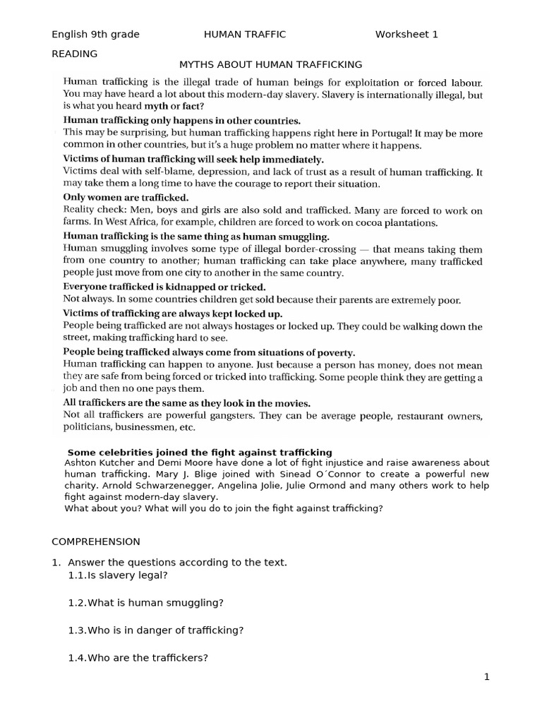 Myths and Facts About Human Trafficking | PDF | Smuggling | Unfree Labour