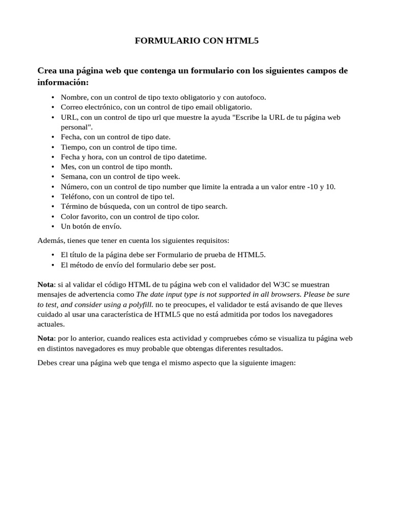 Formulario HTML5 | PDF