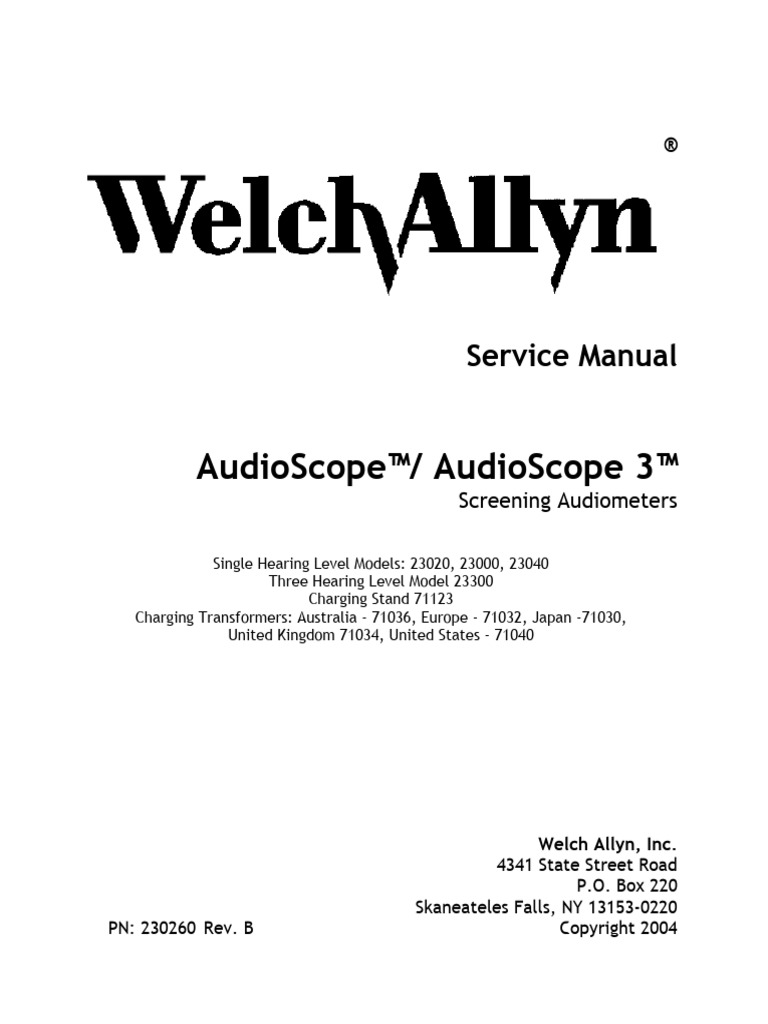 AudioScope AudioScope 3 Screening Audiometers Service Manual | PDF ...