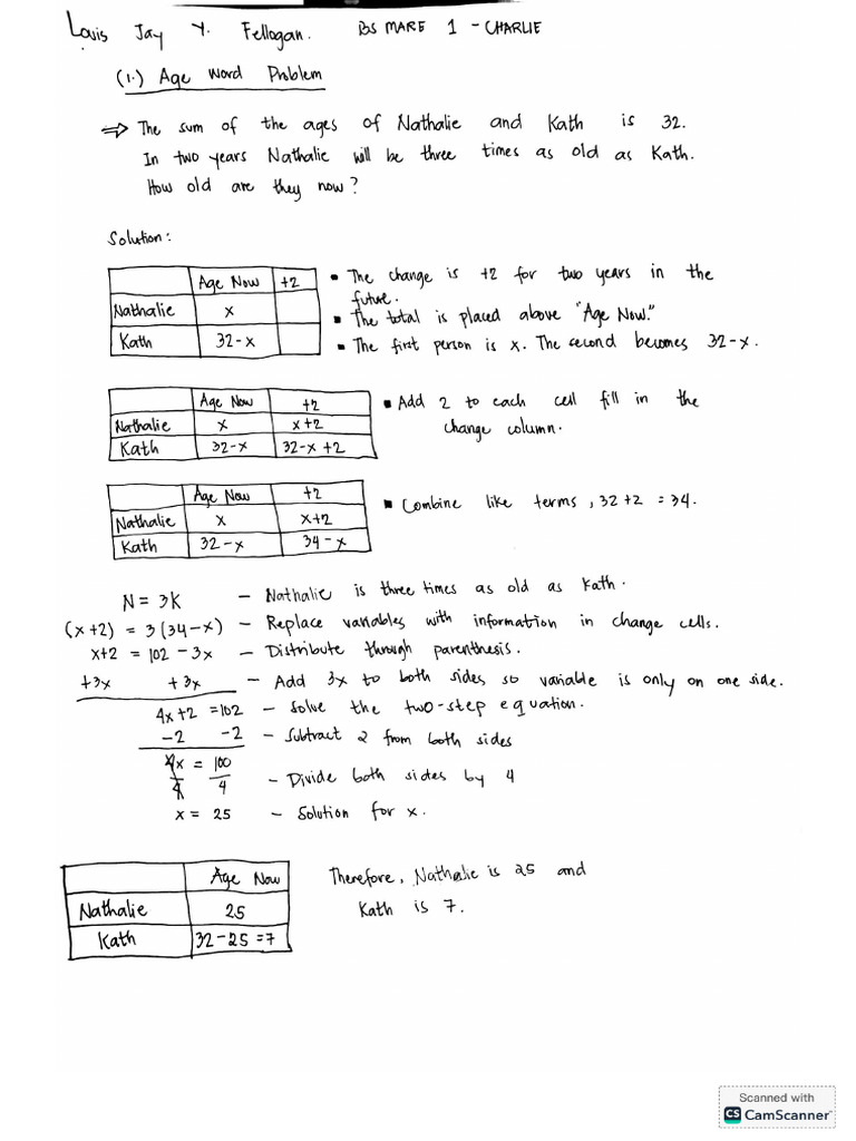 Age, Mixture, and Distance, Rate and Time Problem | PDF