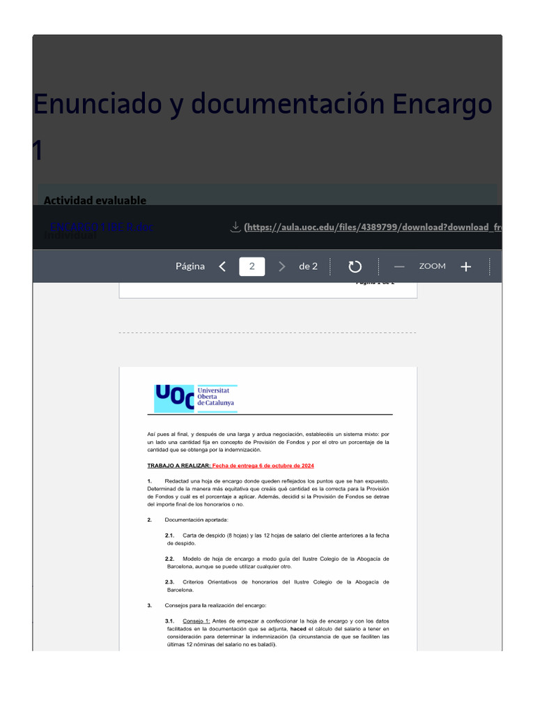 Enunciado y Documentación Encargo 1 - Despacho Laboral - Aula 4 | PDF ...