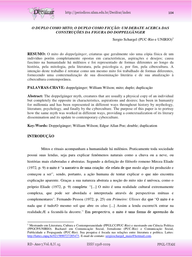 O Duplo Como Mito O Duplo Como Ficcao Um | PDF | Morte | Narrativa