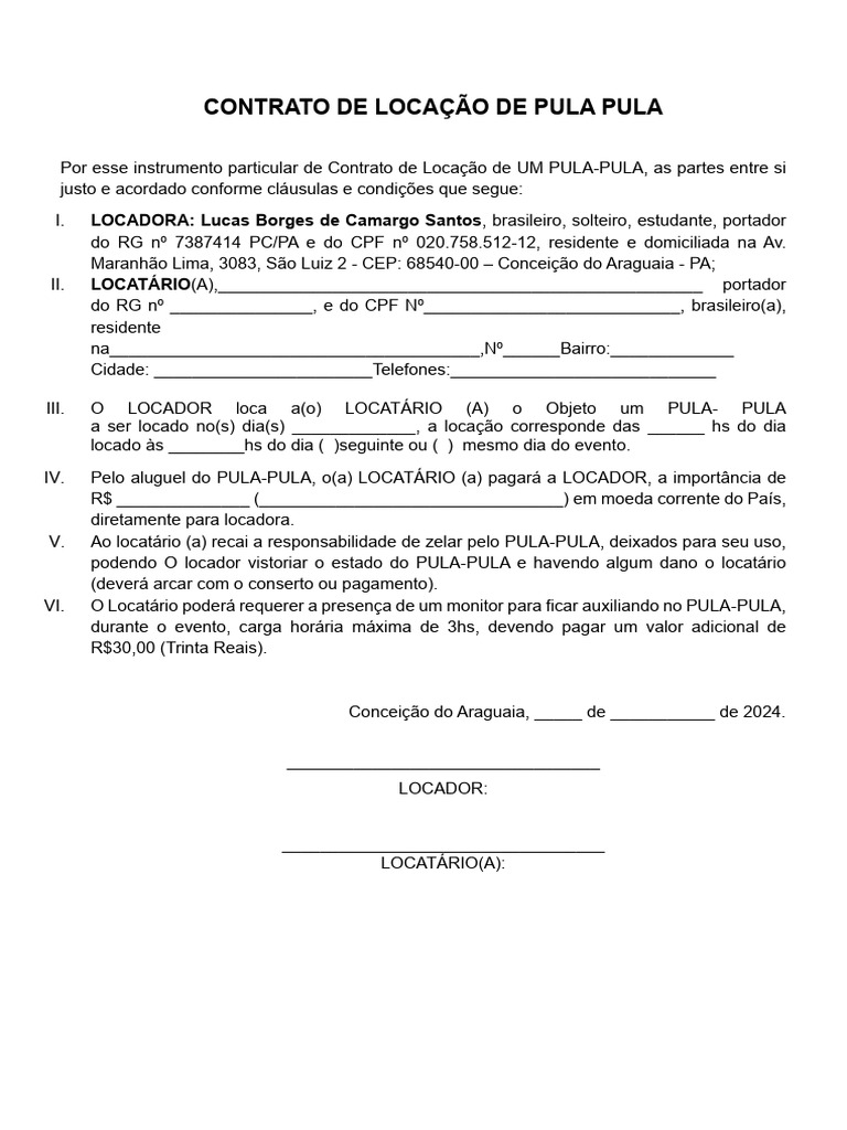 Contrato Pula Pula | PDF | Negócios | Direito