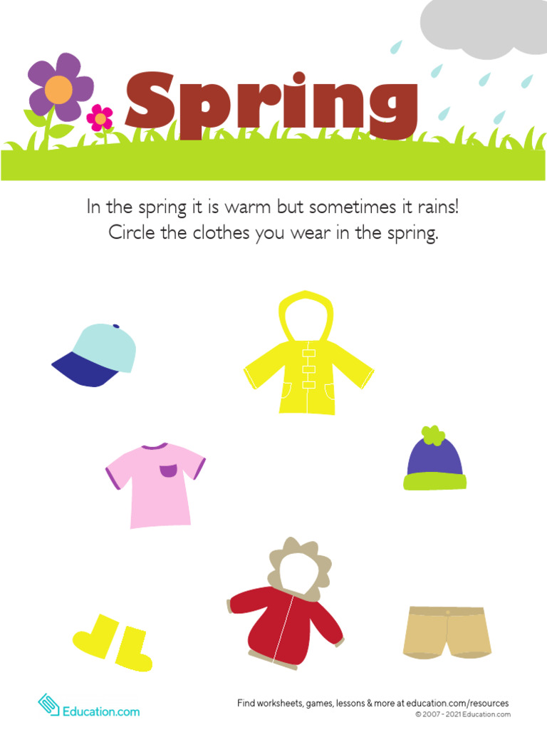 Worksheet Spring-Weather-Wear-Preschool | PDF | Language Arts & Discipline