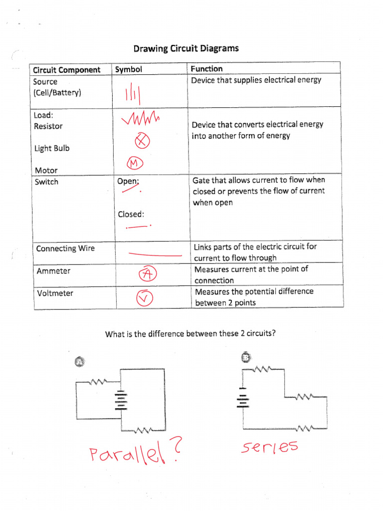 Circuit Diagrams - Series Circuit | PDF