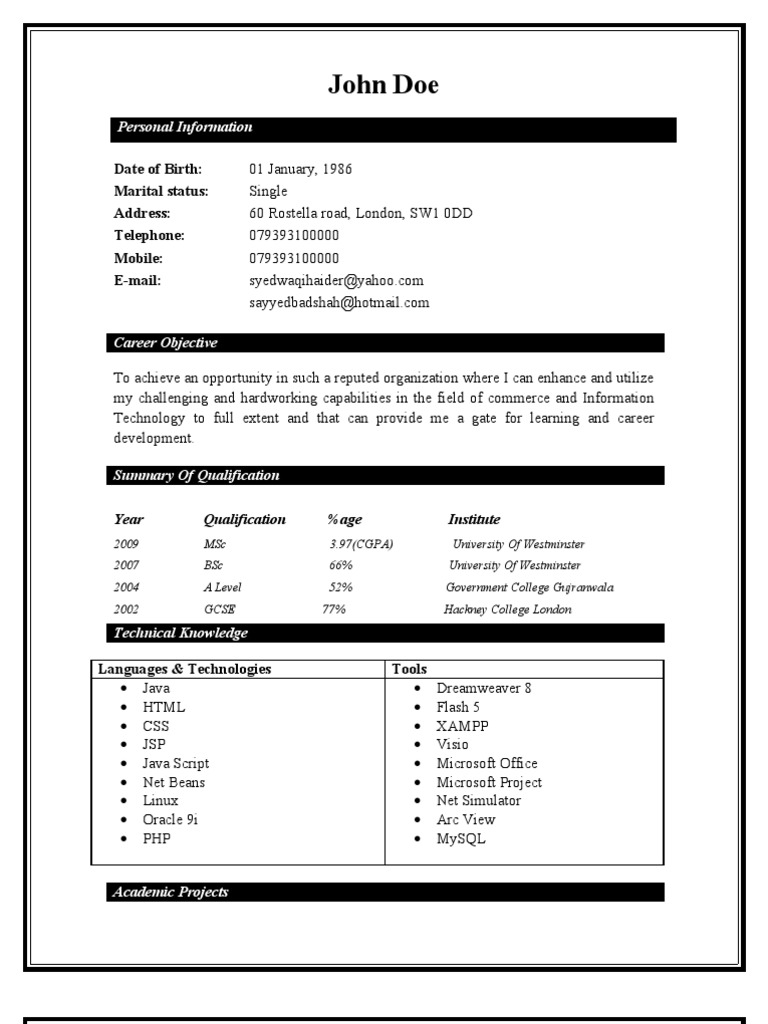 Free Resume Example 5 | PDF