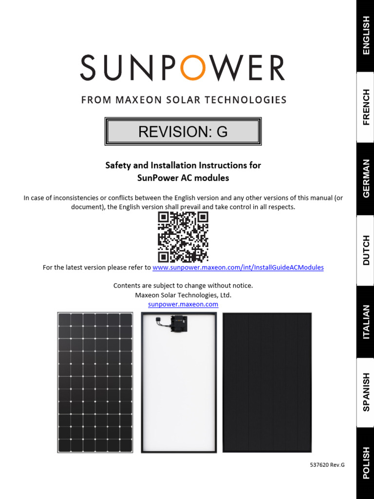 Safety and Installation Instructions for AC Modules | PDF | Solar Panel ...