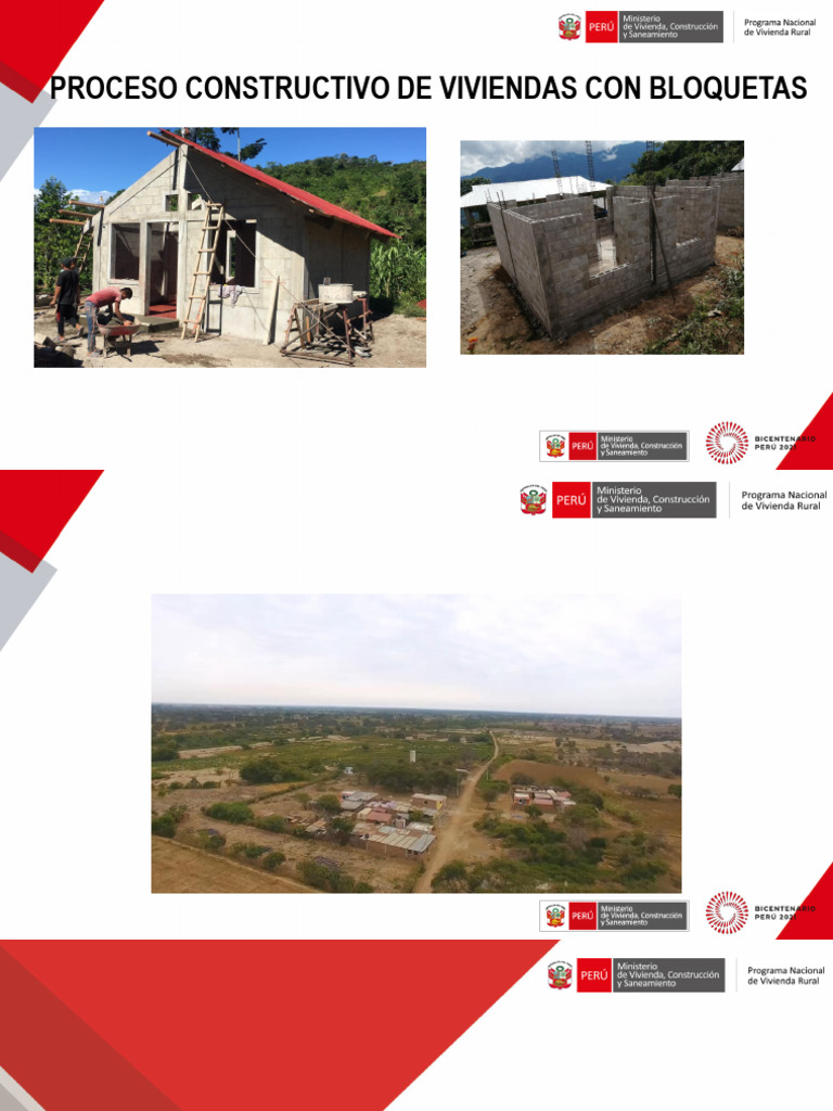 PNVR - Proceso Constructivo de Viviendas Con Bloquetas | PDF | Hormigón | Fundación (Ingeniería)