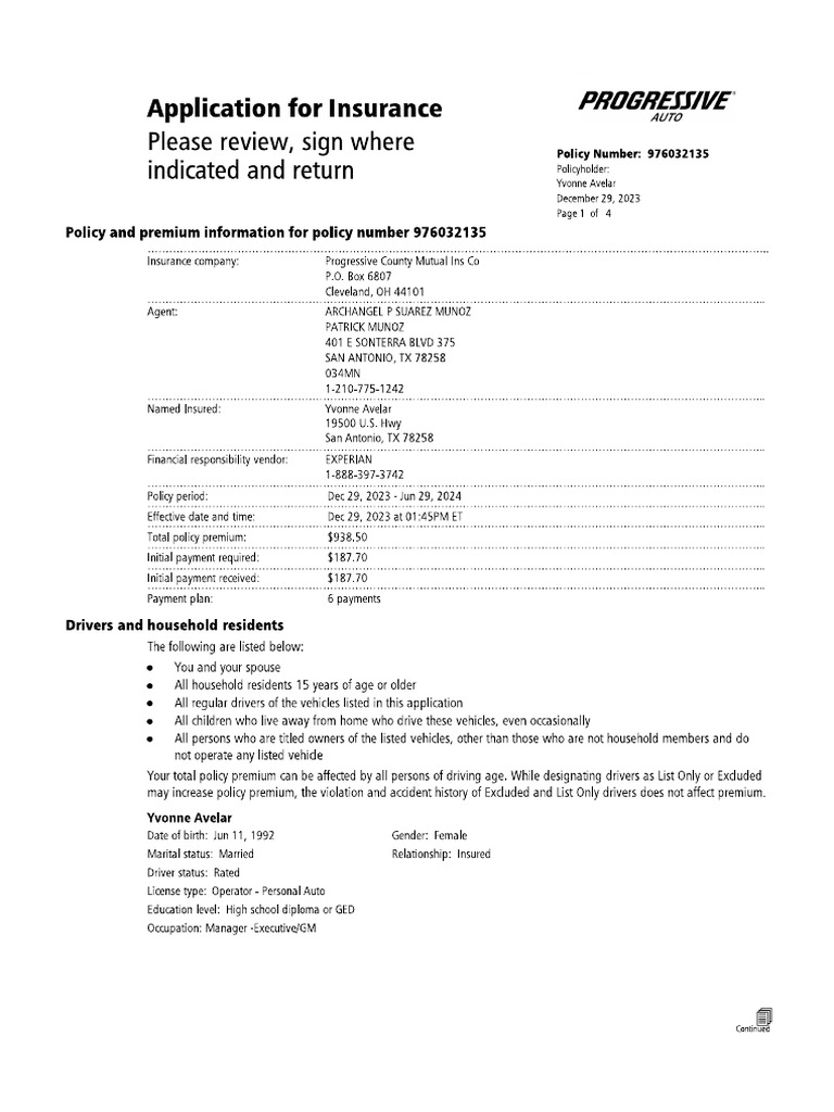 ID CARDS, DEC PAGE - Luis | PDF
