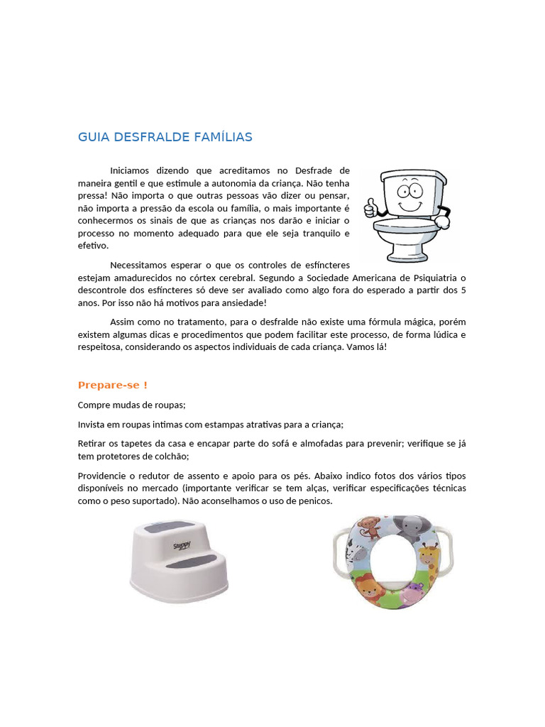 Guia Completo para Desfralde Infantil | PDF | Banheiro | Roupas