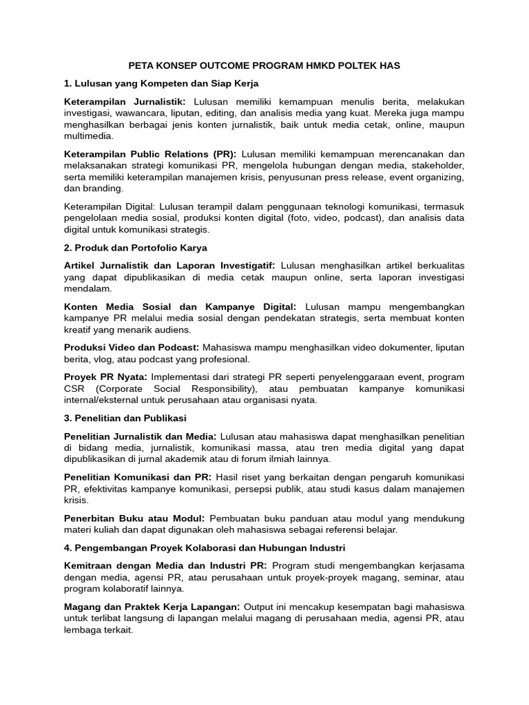Peta Konsep Program HMKD Poltek HAS | PDF
