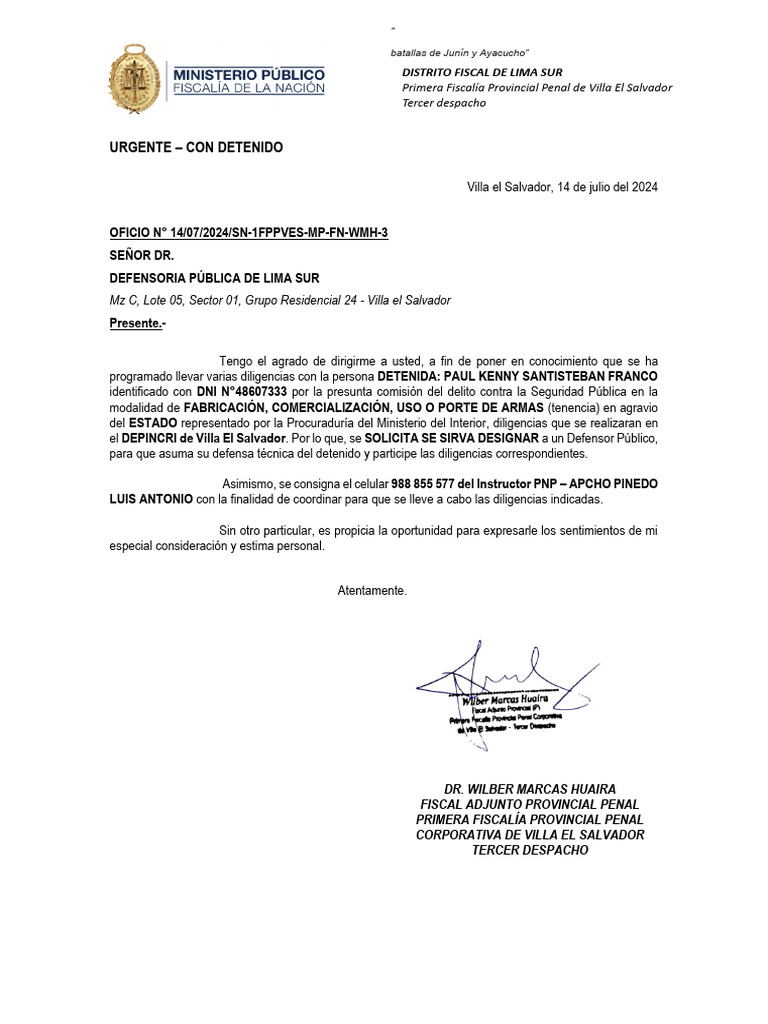 Oficio - para Defensor Publico JULIO 2024-3 | PDF