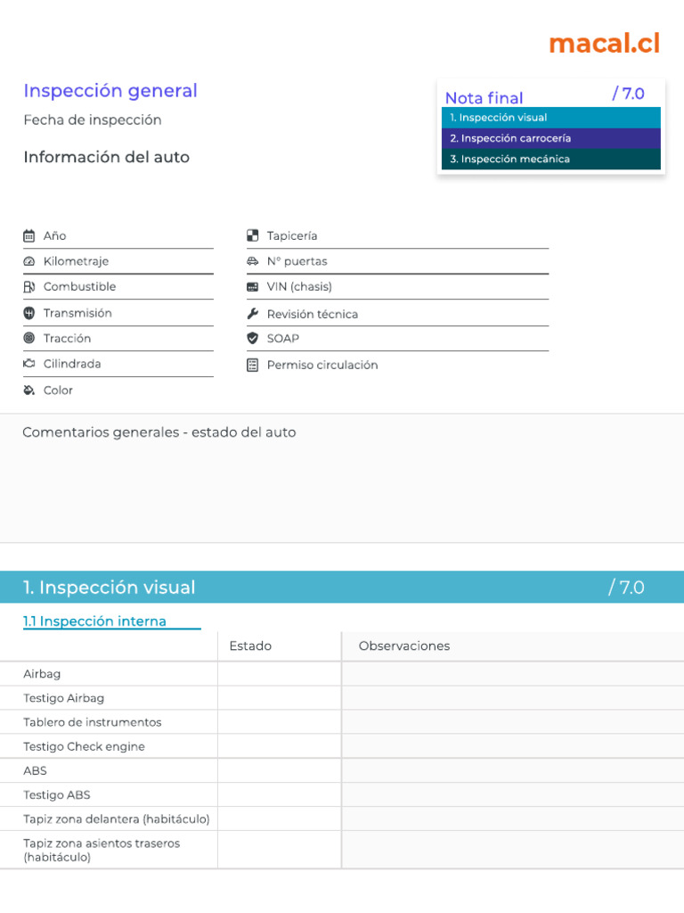 Inspeccion Macal | PDF | Embrague | Tracción en las cuatro ruedas