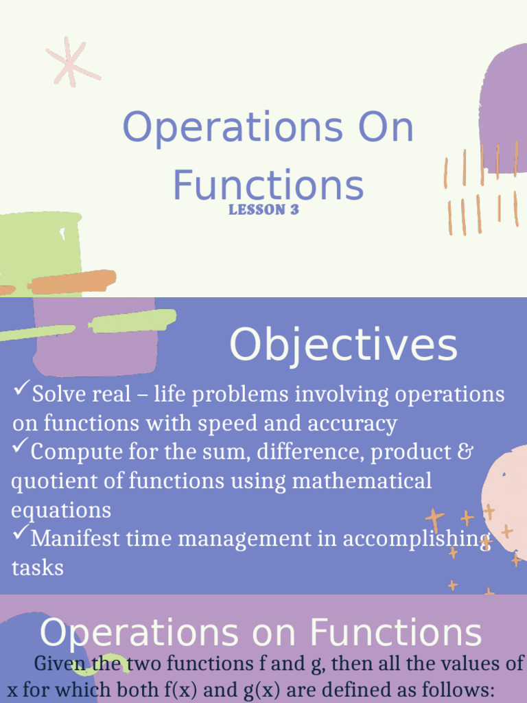 Operations on Functions: Addition, Subtraction, Multiplication ...