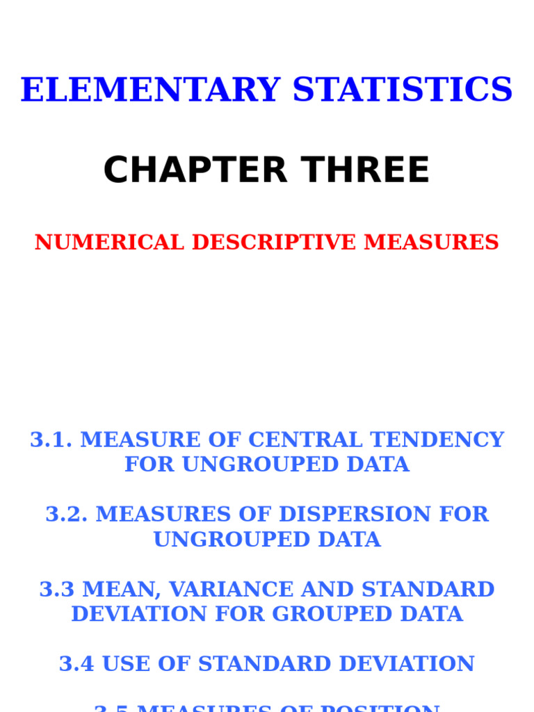 3 Elementary Statistics 2024 Mba | PDF | Standard Deviation ...