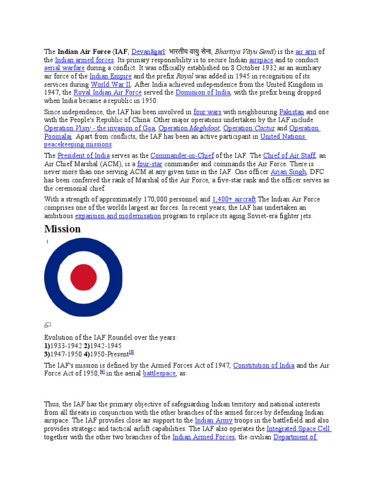 Indian Air Force: A Historical Overview | PDF | Military Organization ...