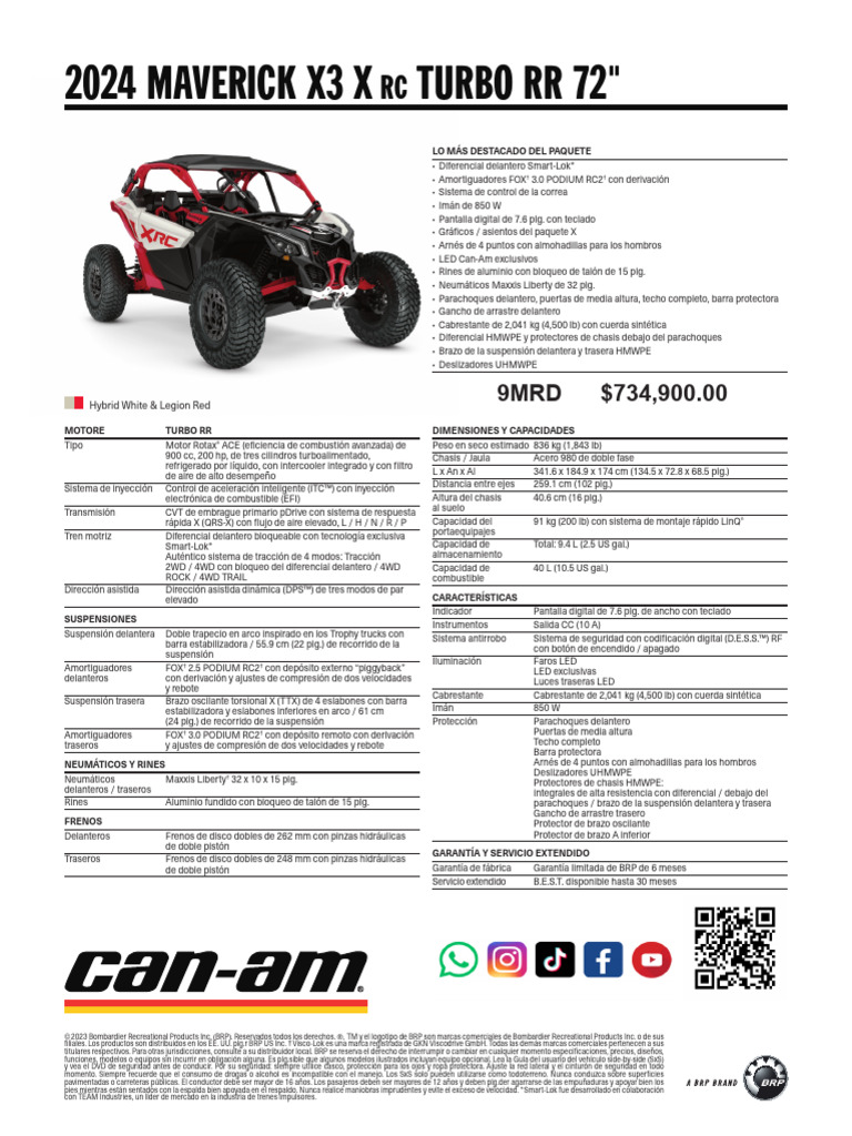 Can-Am Maverick X3 X RC Turbo 2024 | PDF | Tracción en las cuatro ...