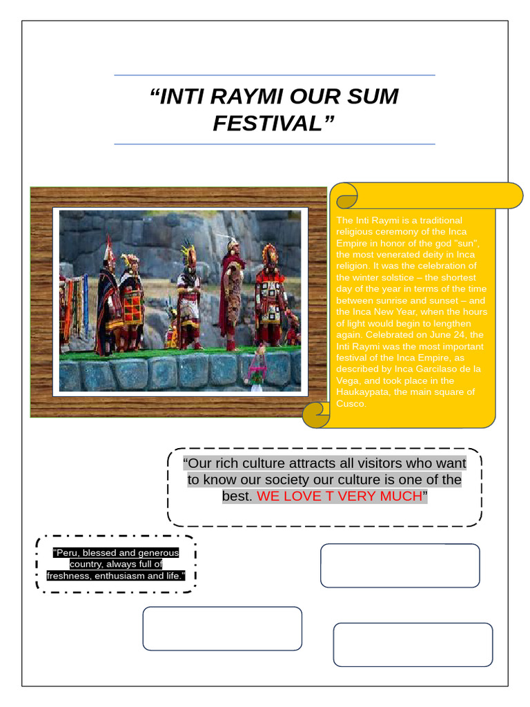 Inti Raymi Our Sum Festival | PDF
